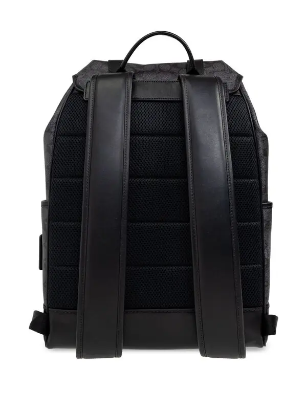 coach backpack log Coach Logo Printed Flap Backpack - Grey