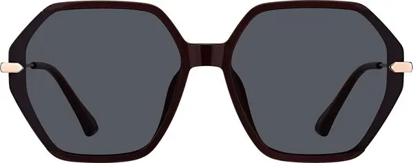 Zenni Sunglasses With Geometric Full Rim Frame - Maroon
