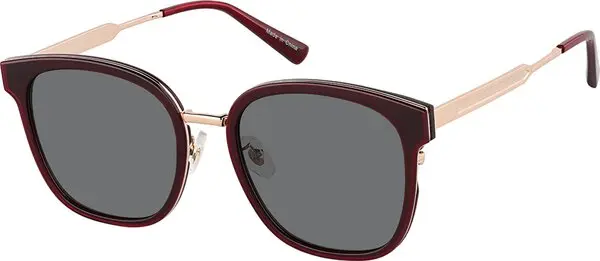Zenni Sunglasses With Geometric Full Rim Frame - Red