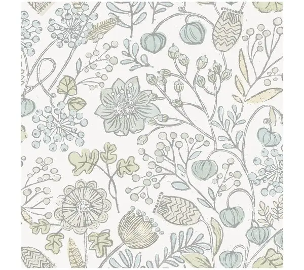 NUWALLPAPER Southern Trail Blue/green Peel And Tick Wallpaper - One-color