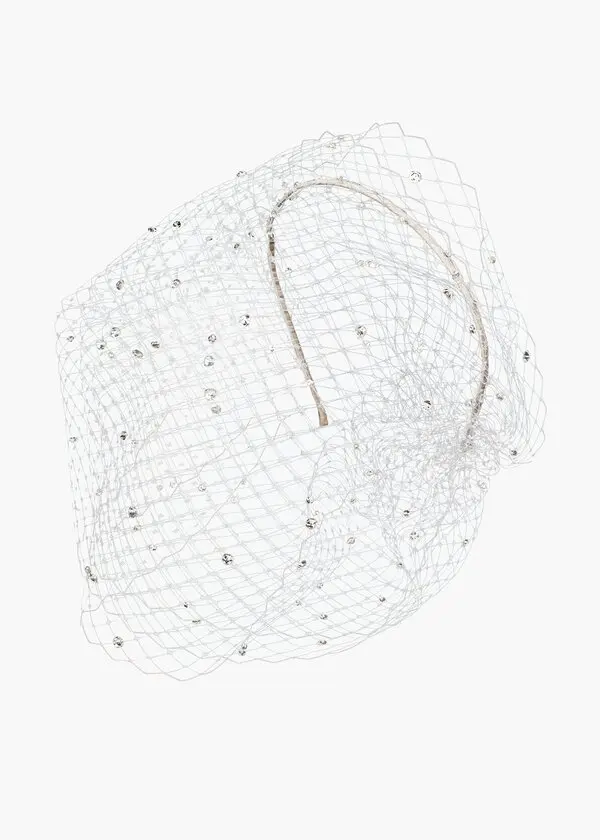 JENNIFER BEHR Crystal Beehive Voilette Headband - Cream