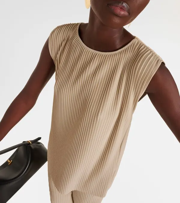 Max Mara Cambusa Pleated Top - Beige