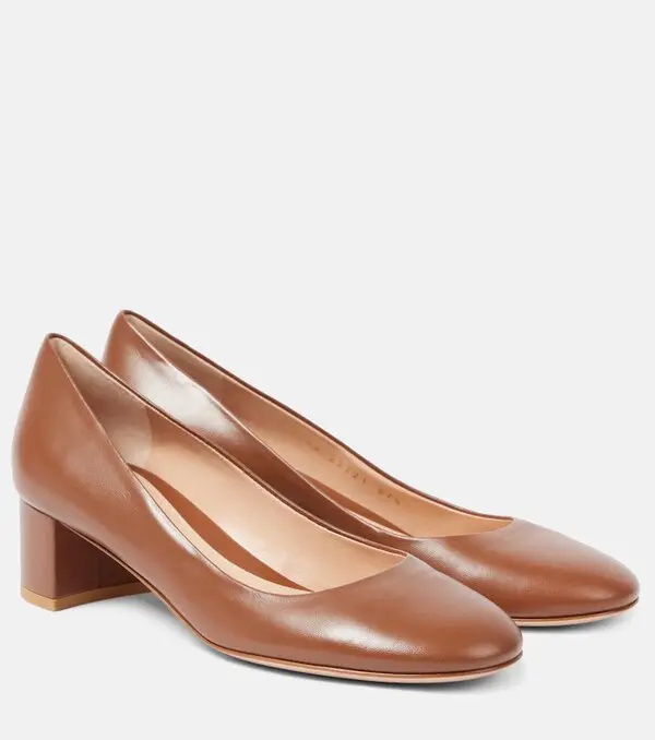 GIANVITO ROSSI 45 Leather Pumps - Brown