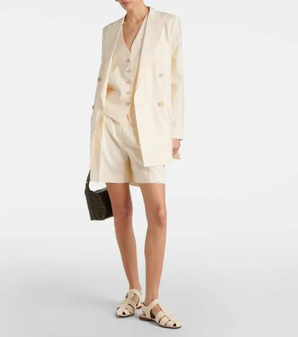 Max Mara Double-breasted Virgin Wool Blazer - White