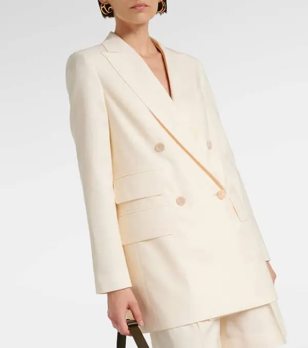 Max Mara Double-breasted Virgin Wool Blazer - White