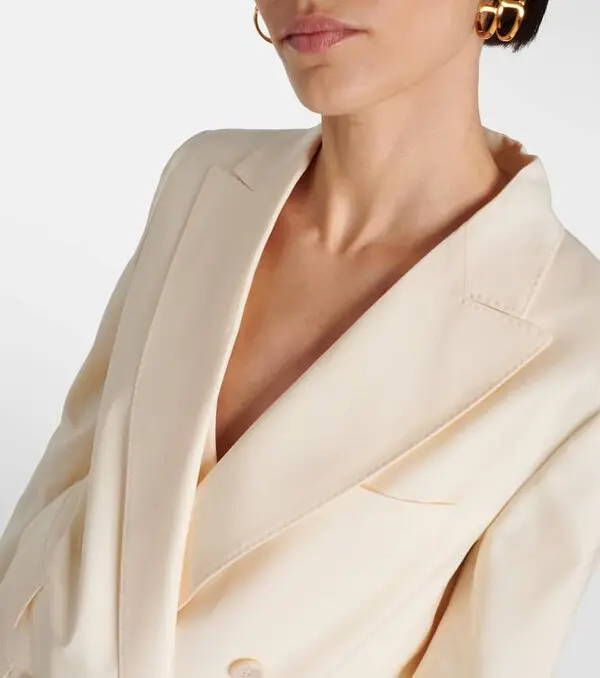 Max Mara Double-breasted Virgin Wool Blazer - White