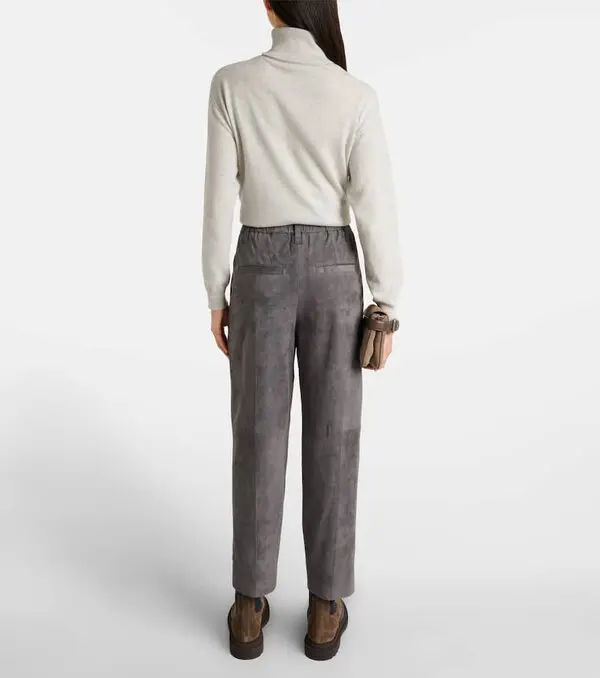 Brunello Cucinelli Suede Straight Pants