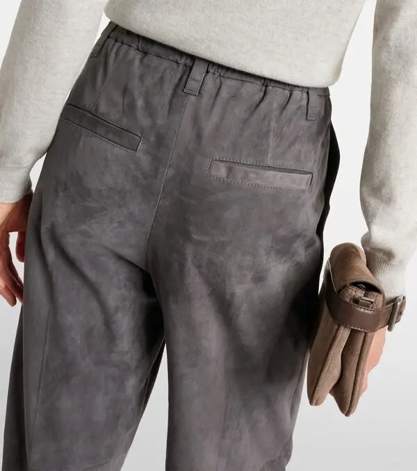 Brunello Cucinelli Suede Straight Pants