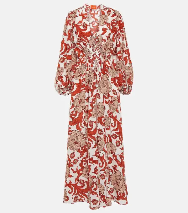 La DoubleJ Camerino Printed Silk Maxi Dress
