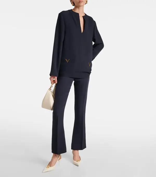 Valentino Garavani Cady Couture High-rise Flared Pants - Blue