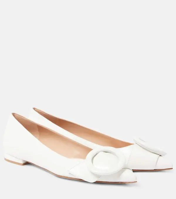 GIANVITO ROSSI Venezia Leather Ballet Flats - White