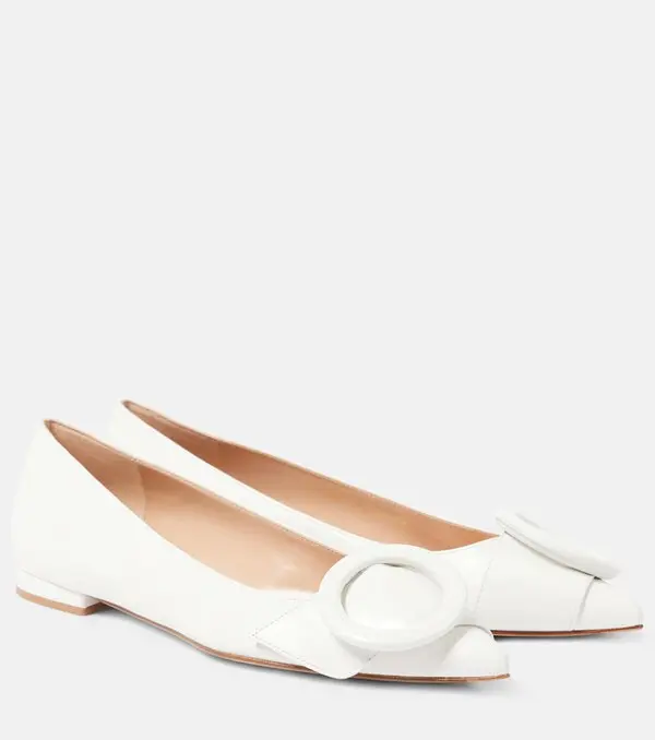 GIANVITO ROSSI Venezia Leather Ballet Flats - White