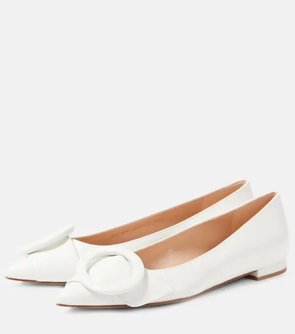 GIANVITO ROSSI Venezia Leather Ballet Flats - White