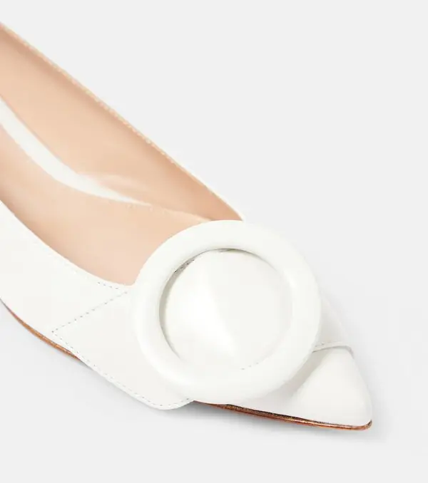 GIANVITO ROSSI Venezia Leather Ballet Flats - White
