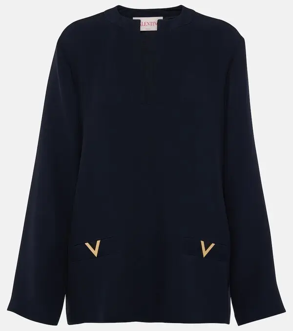 Valentino Garavani Vgold Cady Couture Top - Blue