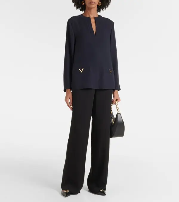 Valentino Garavani Vgold Cady Couture Top - Blue