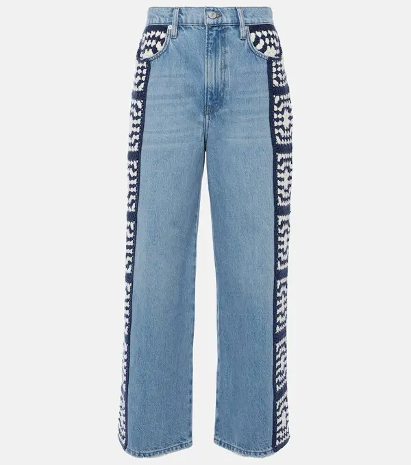 FRAME Le Jane Crop Crochet Straight Jeans - Blue