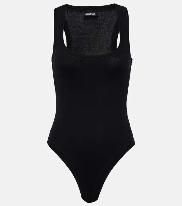 Jacquemus Le Body Gros Grain Cotton Bodysuit - Black