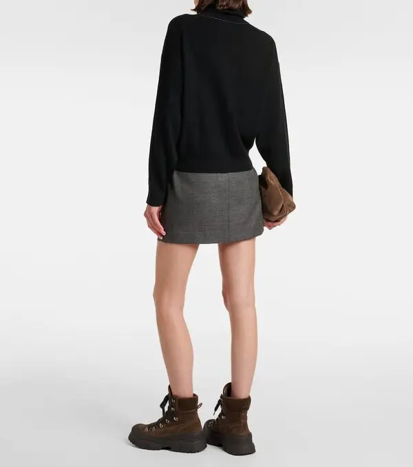 Brunello Cucinelli Wool, Cashmere, And Silk Turtleneck Sweater - Black