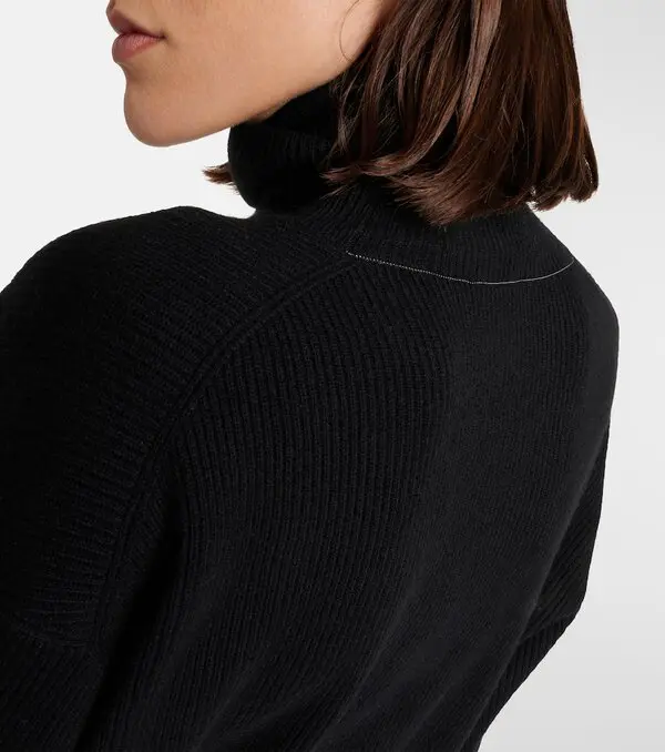 Brunello Cucinelli Wool, Cashmere, And Silk Turtleneck Sweater - Black