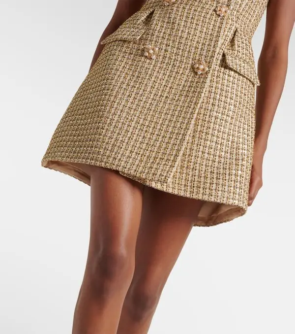 self portrait gold boucle dress Yellow Boucle Midi Dress – self-portrait-US main image 0