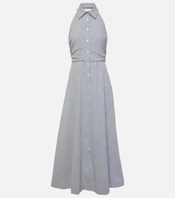 Veronica Beard Mackey Striped Cotton Maxi Dress - Blue