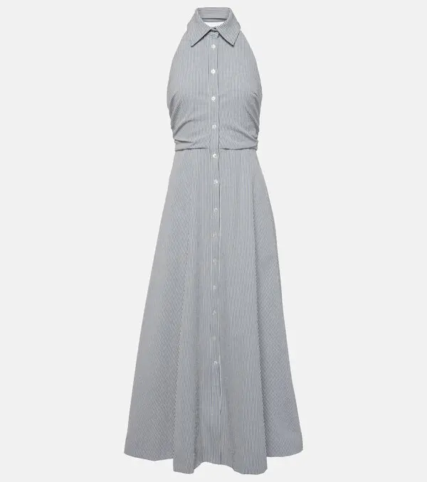 Veronica Beard Mackey Striped Cotton Maxi Dress - Blue