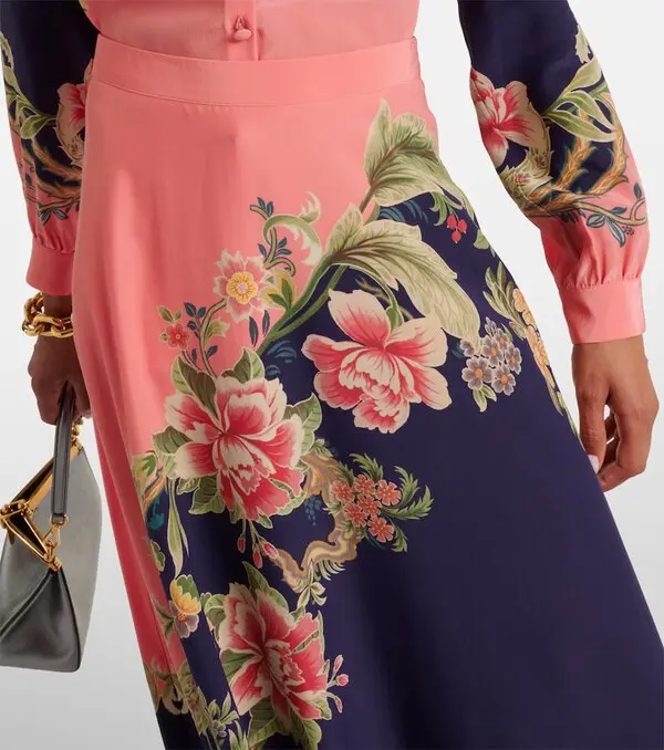 Etro Printed Silk Crêpe De Chine Maxi Skirt