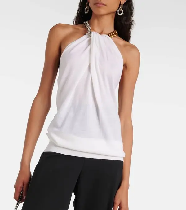 Stella McCartney Embellished Halterneck Wool Top