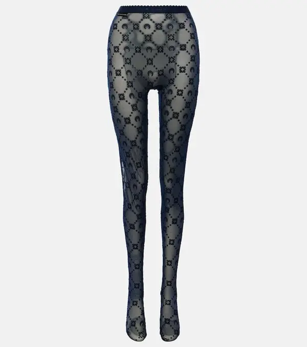 MARINE SERRE Moon Mesh Tights - Blue