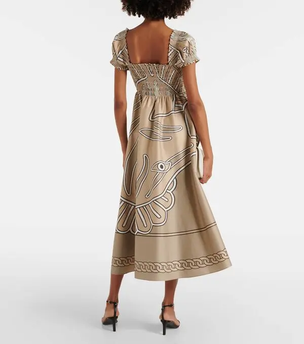 Tory Burch Printed Cotton-Blend Maxi Dress In Brown - 30% Off | Editorialist
