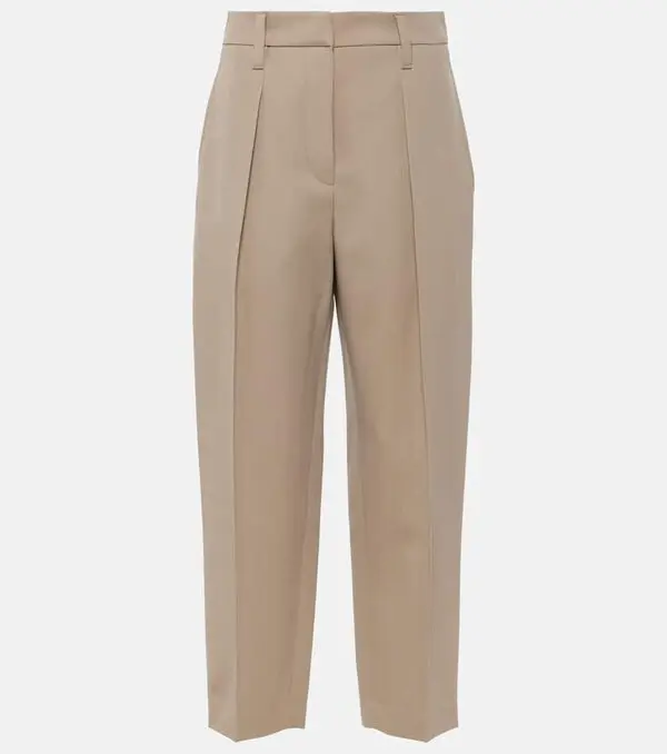 Brunello Cucinelli Wool-blend Straight Pants - Beige