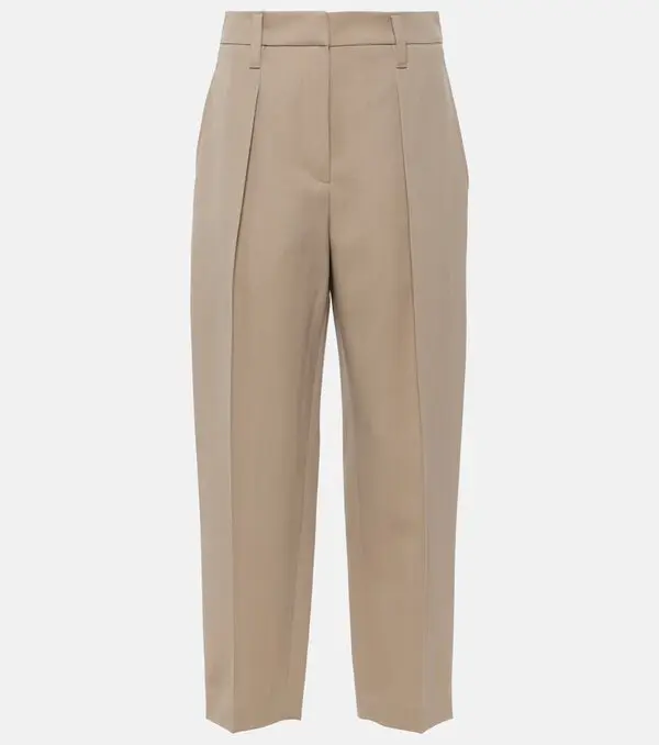 Brunello Cucinelli Wool-blend Straight Pants - Beige