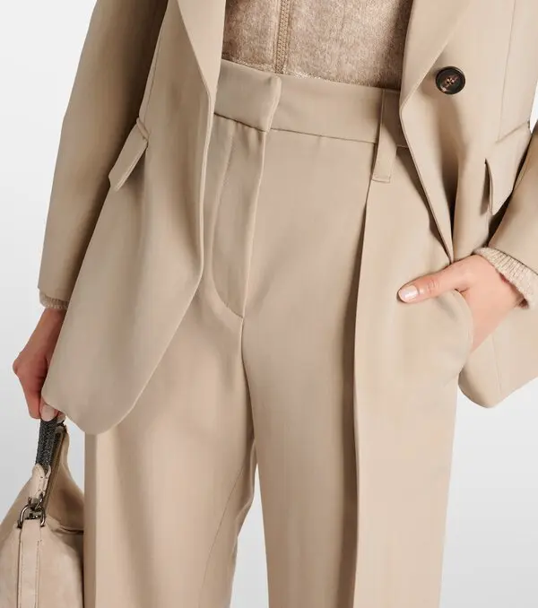 Brunello Cucinelli Wool-blend Straight Pants - Beige