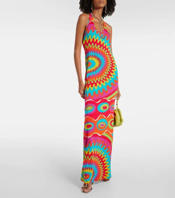 Emilio Pucci Bersaglio Halterneck Maxi Dress