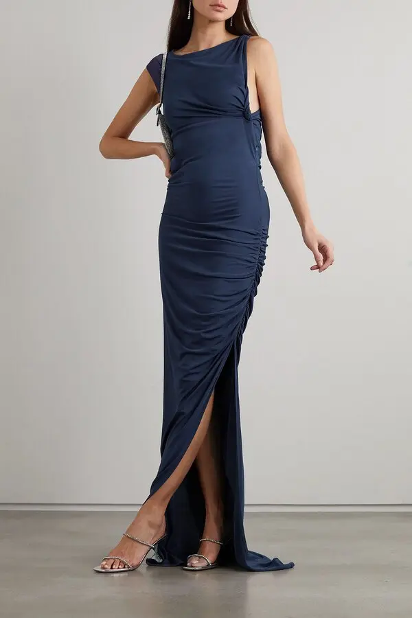 Christopher Esber Gesine Gathered Stretch-tulle Maxi Dress