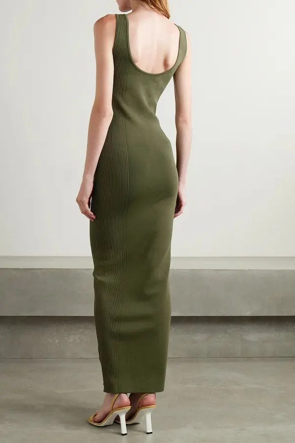 Christopher Esber Crystal-Embellished Stretch-Knit Maxi Dress In Army Green  - 80% Off | Editorialist