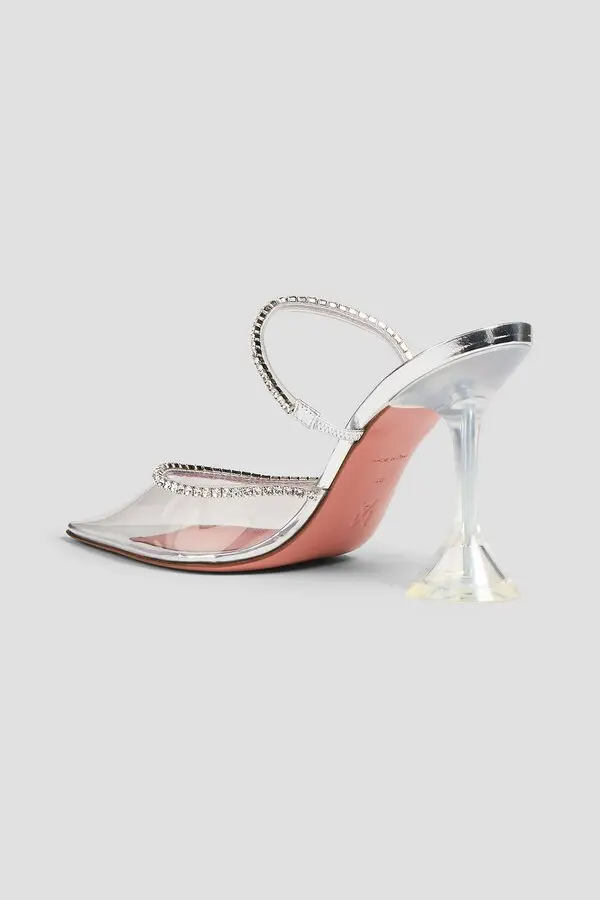 Amina Muaddi Gilda Crystal Embellished Pvc Mules