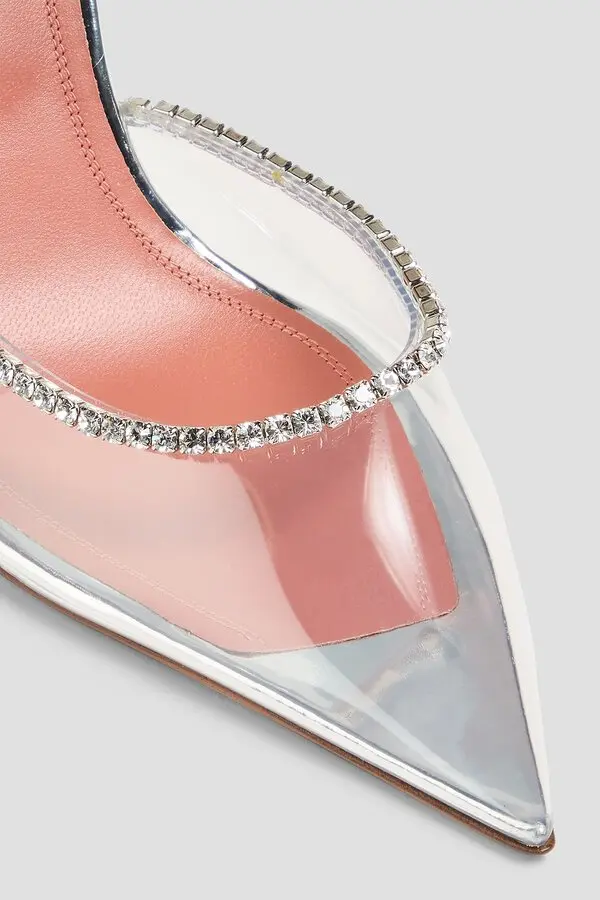 Amina Muaddi Gilda Crystal Embellished Pvc Mules