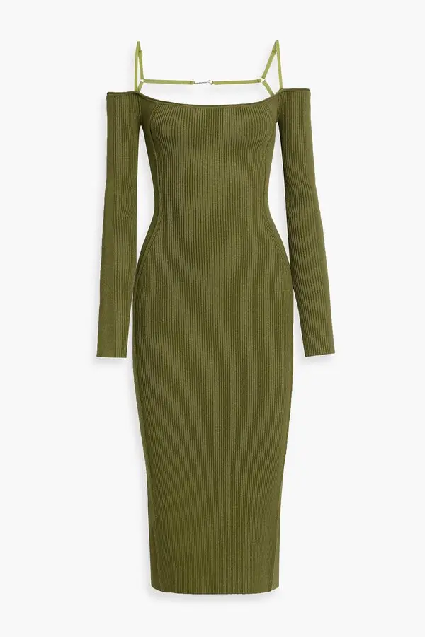 Jacquemus Sierra' Ribbed-knit Midi Dress - Leaf Green