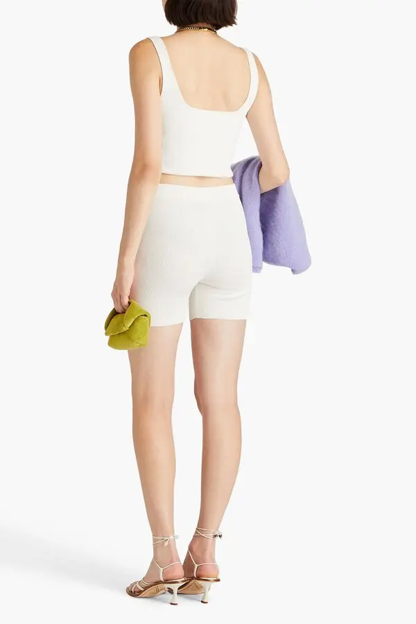 Jacquemus Embellished Ribbed-knit Shorts - Ivory