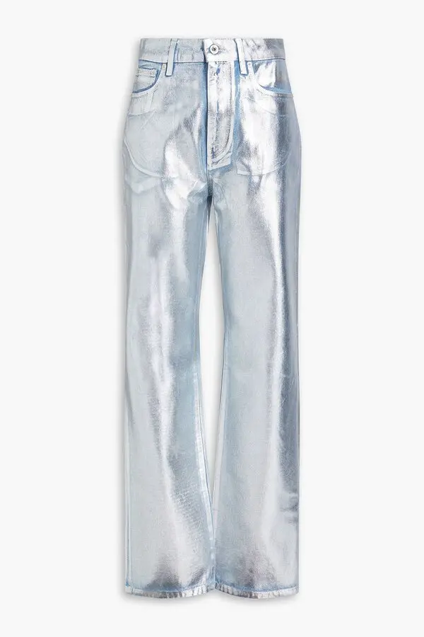 Rabanne Coated Metallic Bootcut Jeans - Silver