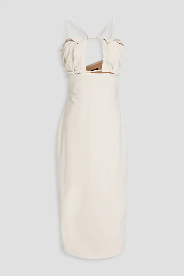 Jacquemus Cutout Stretchtwill Midi Dress - Ecru