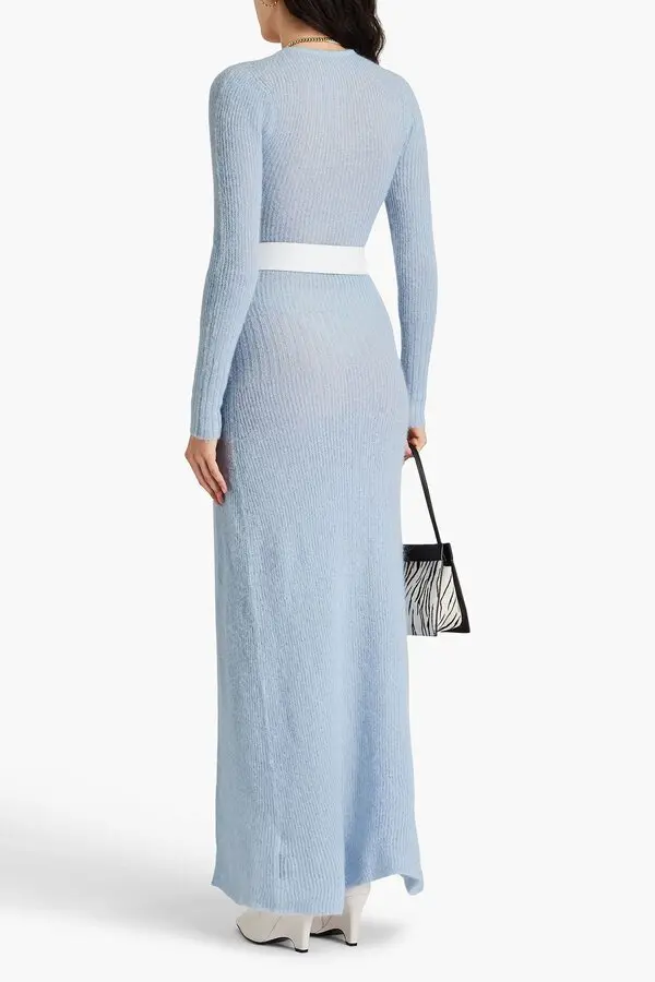 Dao Brushed Ribbed-knit Maxi Dress - Sky Blue