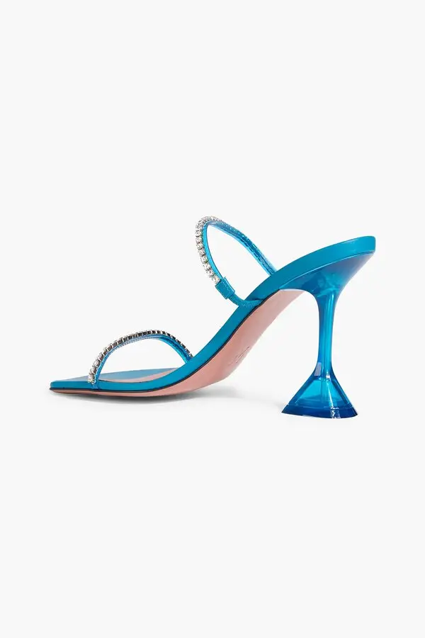 Amina Muaddi Gilda Crystal-embellished Mules - Azure