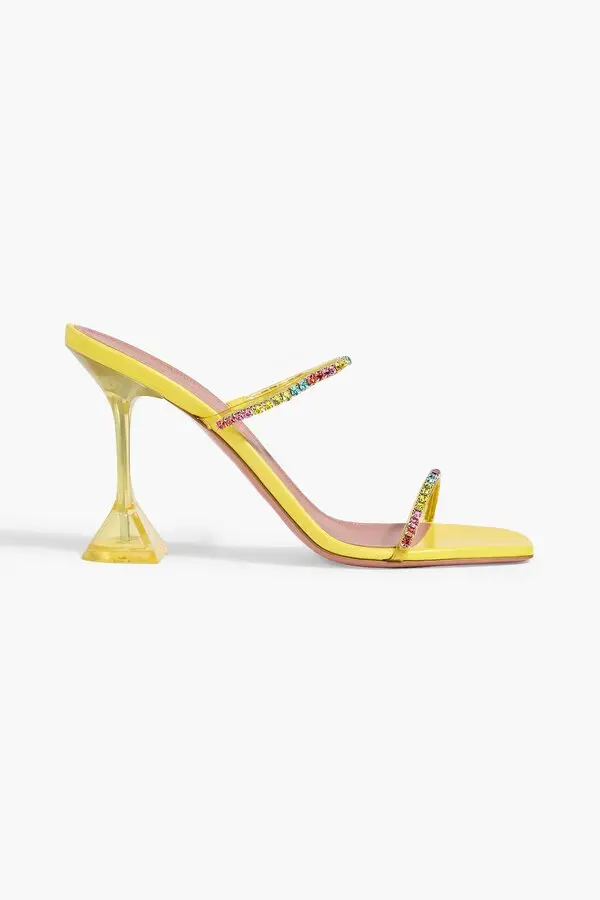 Amina Muaddi Gilda Crystal-embellished Mules - Yellow