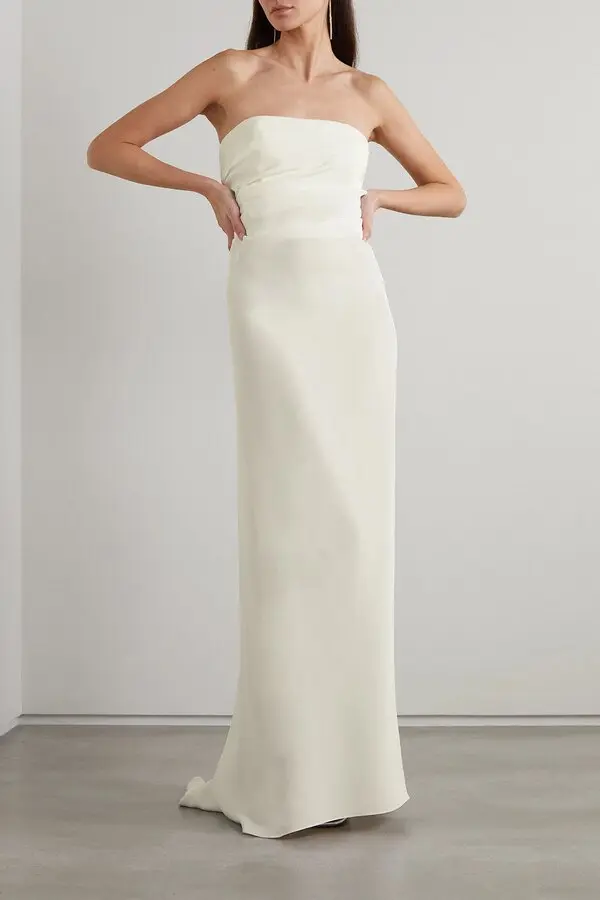 christopher esber strapless gathered silk maxi dress Christopher Esber Strapless Maxi Dress