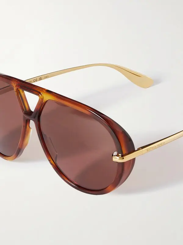 Bottega Veneta Drop Oversized Aviator Sunglasses - Tortoiseshell
