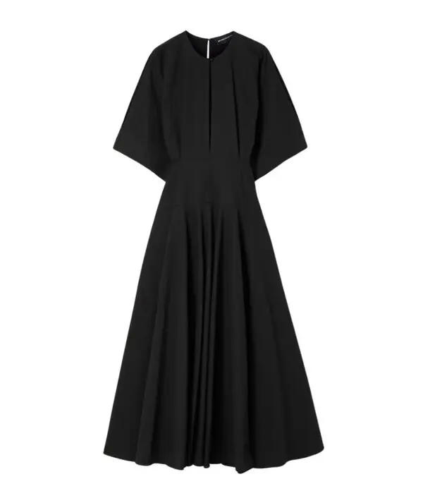 open lace back dress Theo The Label Women's Atlas Crepe and Chiffon Pleated Dress - Black