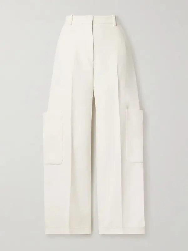 Khaite Caiton Grain De Poudre Wide-leg Trousers - White